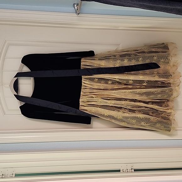 Collectif | Dresses | Collectif Black Velvet And Gold Floral Dress ...